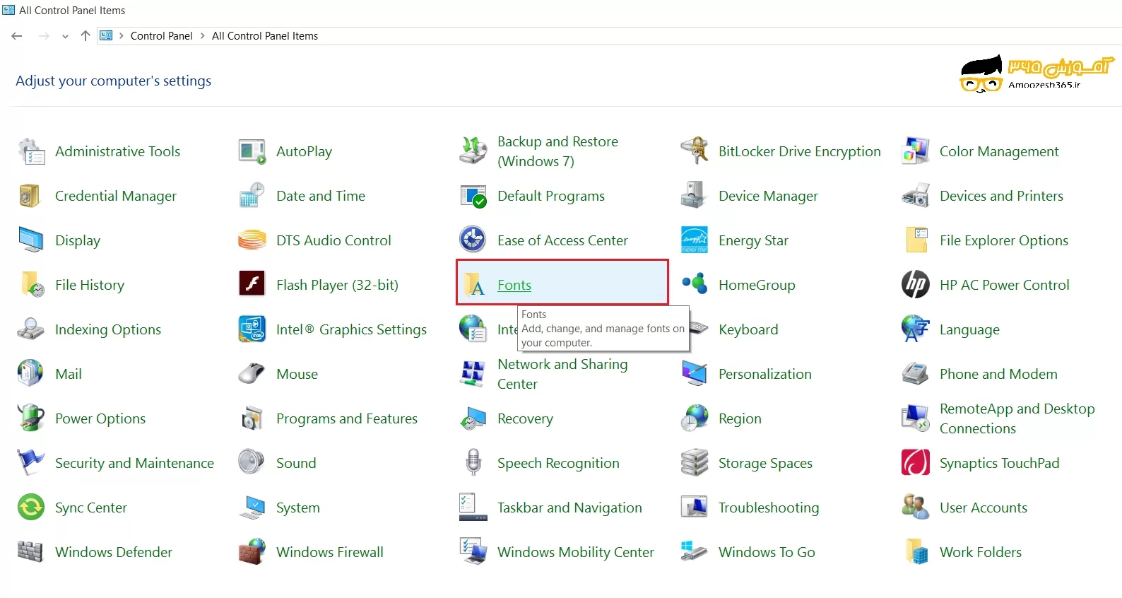 نصب، اضافه کردن، حذف یا کپی گرفتن از فونت ها در سیستم عامل ویندوز 10 (Windows 10)