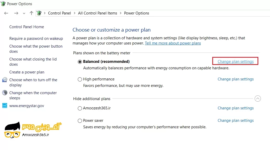 آموزش اجرای و تنظیمات برنامه power Options در سیستم عامل ویندوز 10 ...
