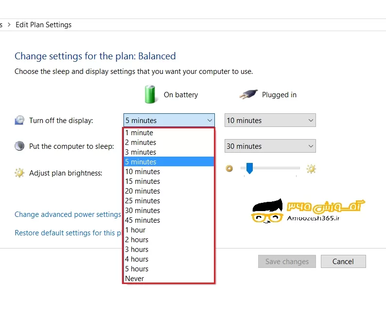آموزش اجرای و تنظیمات برنامه power Options در سیستم عامل ویندوز 10 ...