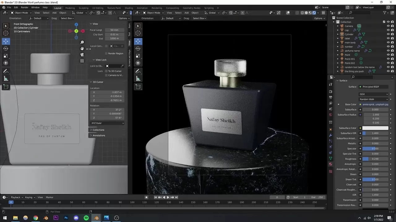 آموزش رایگان - تجسم محصول عطر سه بعدی آسان Realistic Blender