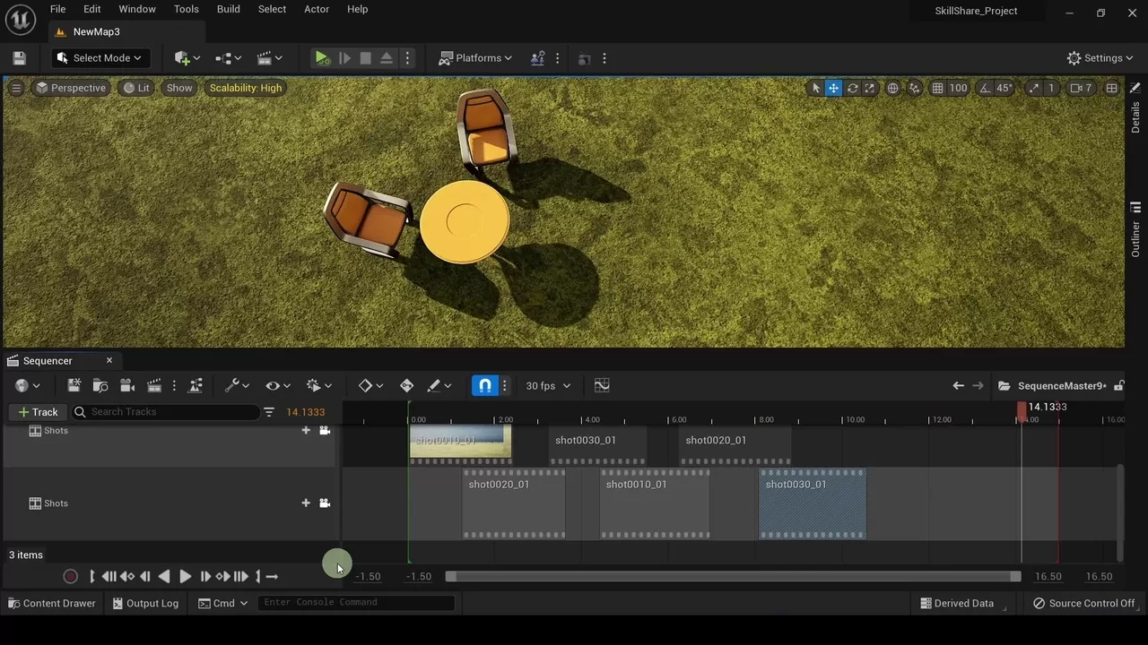 آموزش رایگان - Unreal Engine 5 با استفاده از دوربین های متعدد از طریق Master Sequencer